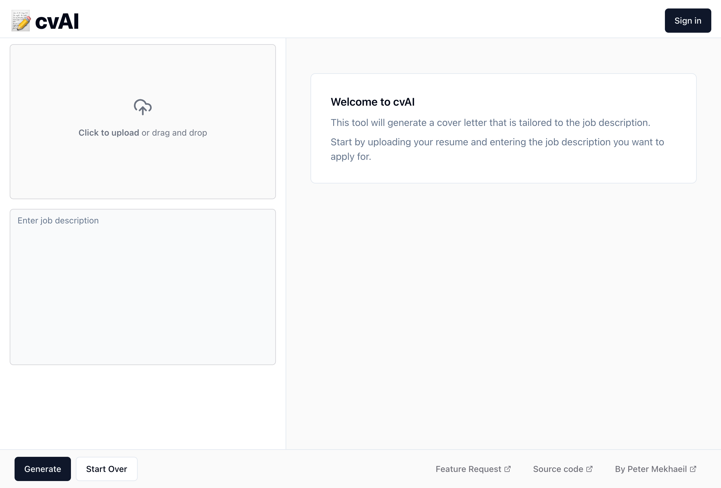 cvAI: AI-powered resume and cover letter builder
